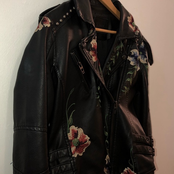 Blank NYC | Jackets & Coats | Blanknyc Floral Embroidered Leather Jacket | Poshmark